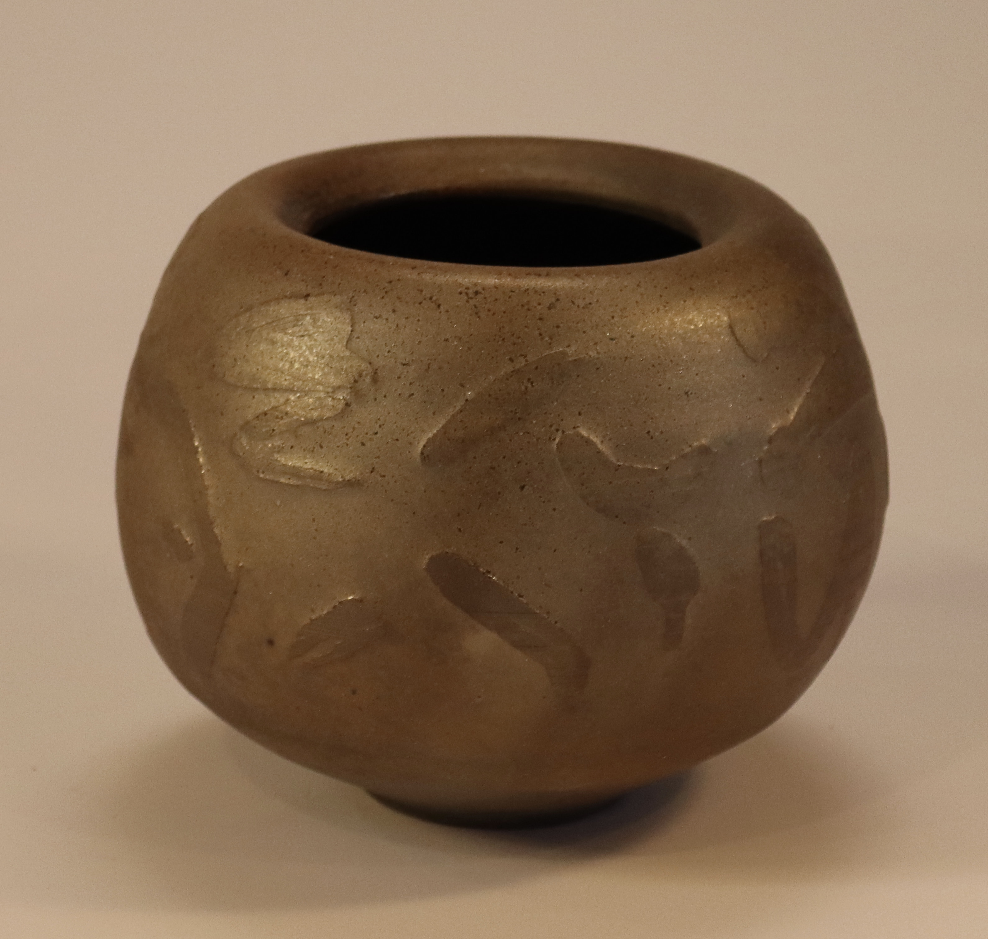 Etched Rolled Rim Vase